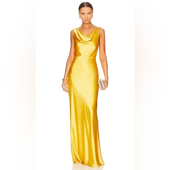 Dresses | Veronica Beard Sanderson Yellow Satin Evening Gown | Poshmark